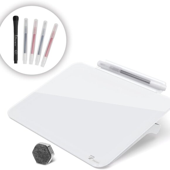 Office | Small Glass Dry Erase Board Desk White Board With Standing ...